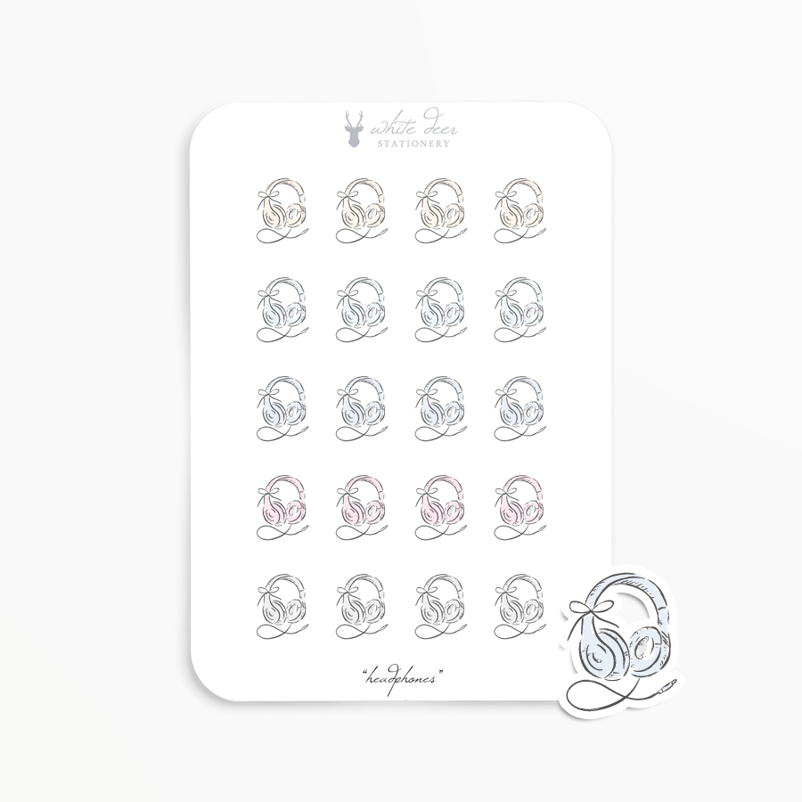 Planner Stickers | Headphones Doodles – White Deer Stationery