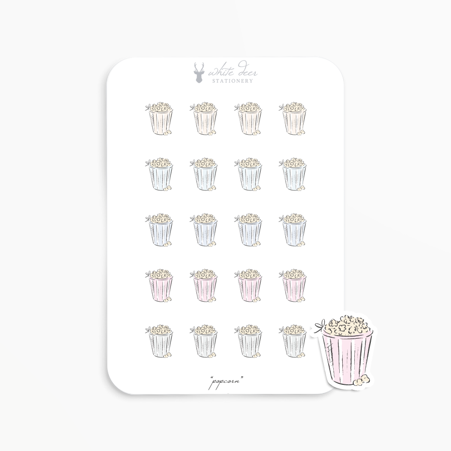 Planner Stickers | Popcorn (updated) Doodles – White Deer Stationery