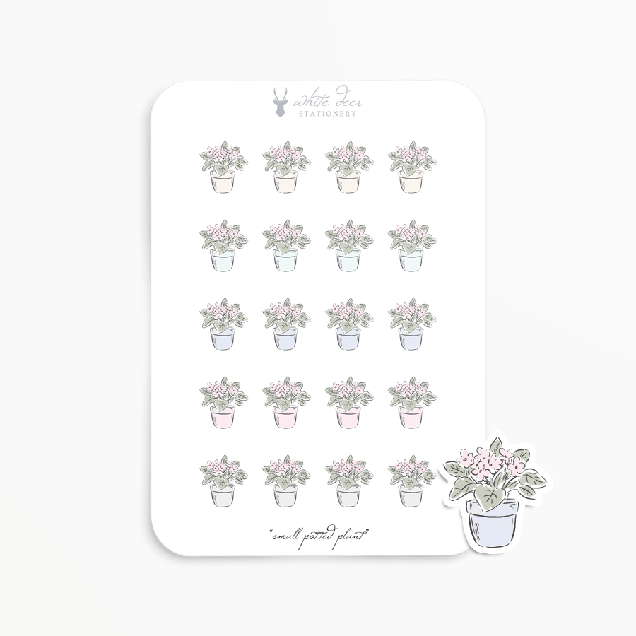 Planner Stickers | Small Potted Plant Doodles – White Deer Stationery