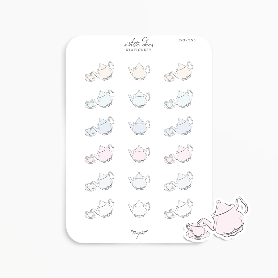 Planner Stickers | Teapot Doodles – White Deer Stationery