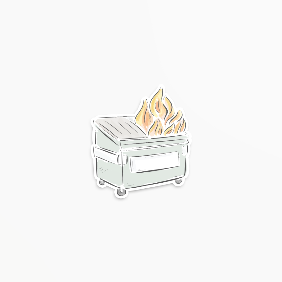 Dumpster Fire - Vinyl Sticker – White Deer Stationery