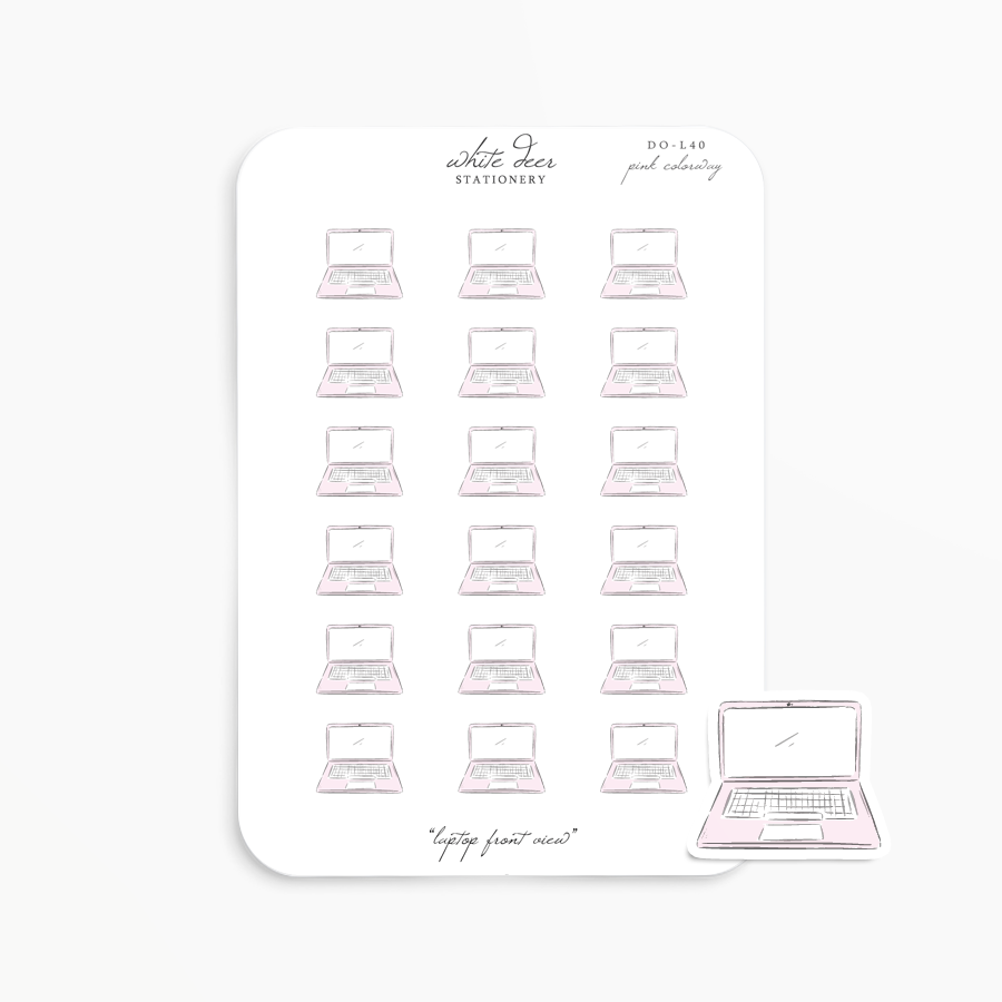 Laptop Front View - Pink Colorway Doodles – White Deer Stationery