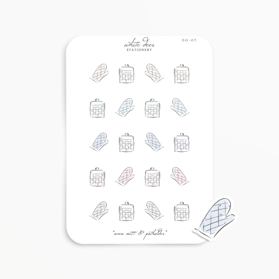 Planner Stickers | Oven Mitt & Potholder Doodles – White Deer Stationery