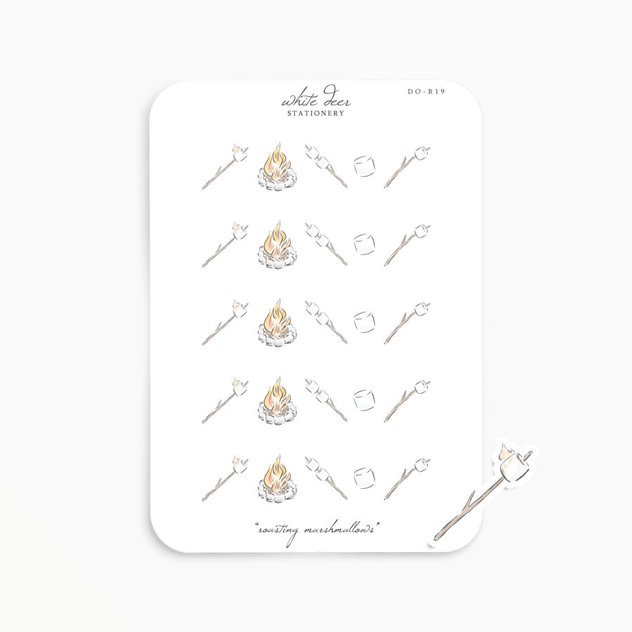 Planner Stickers | Roasting Marshmallows Doodles – White Deer Stationery
