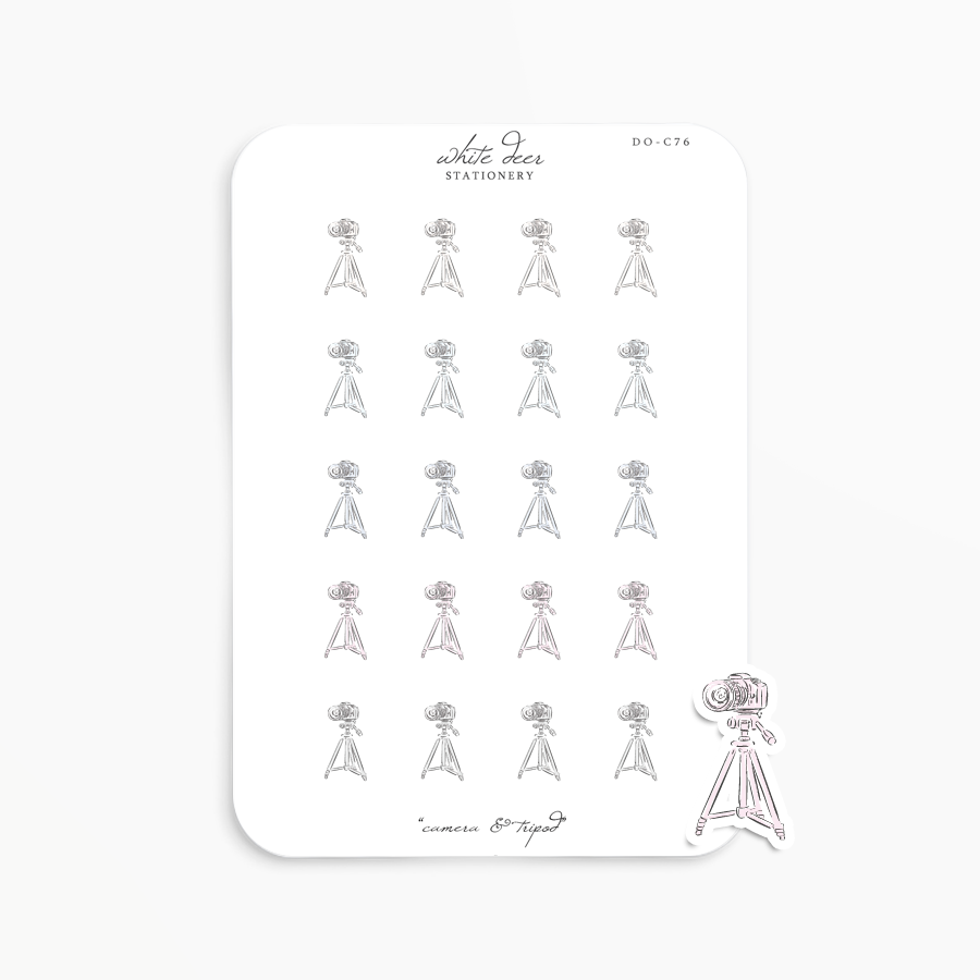 Planner Stickers | Camera & Tripod Doodles – White Deer Stationery