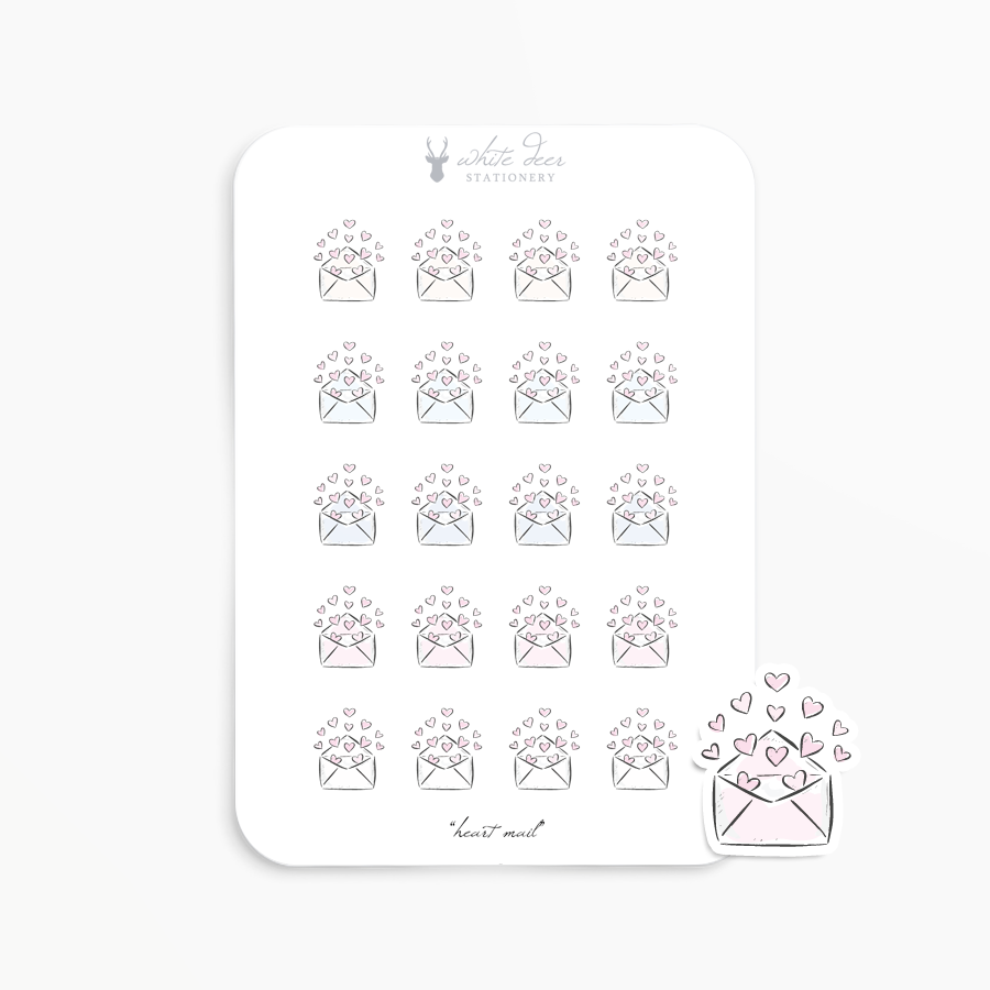 Planner Stickers | Heart Mail Doodles – White Deer Stationery