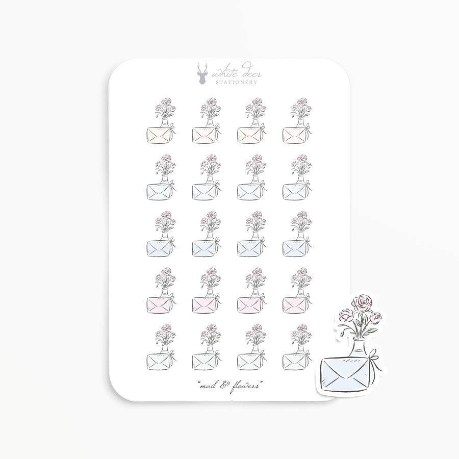 Planner Stickers | Mail & Flowers Doodles – White Deer Stationery