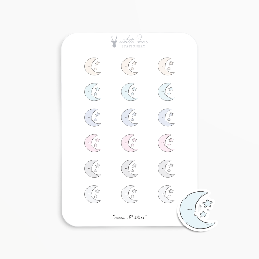 Planner Stickers | Moon & Stars Doodles – White Deer Stationery
