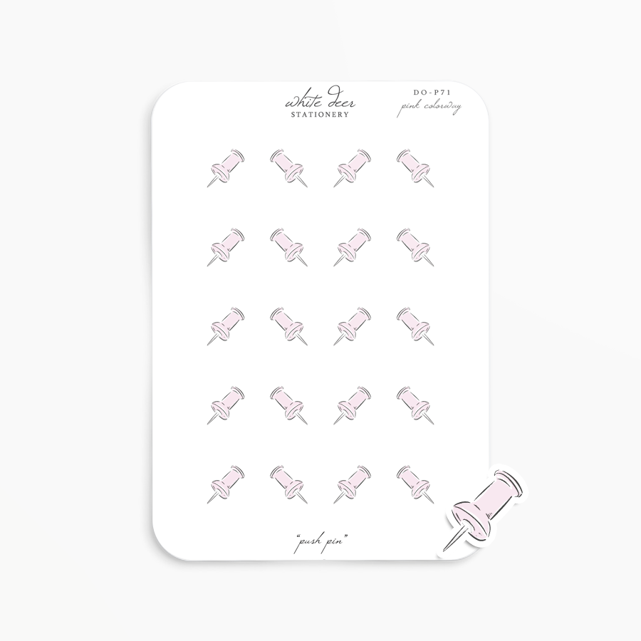 Planner Stickers | Push Pin - Pink Colorway Doodles – White Deer Stationery