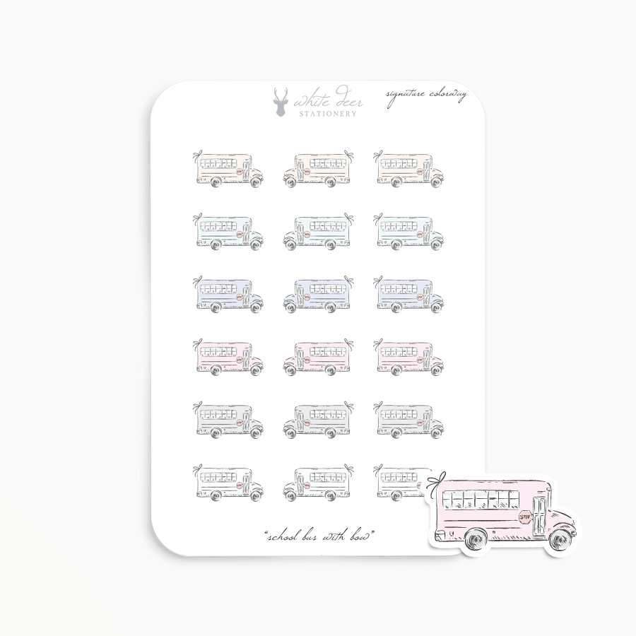 Planner Stickers | School Bus With Bow - Signature Colorway Doodles ...